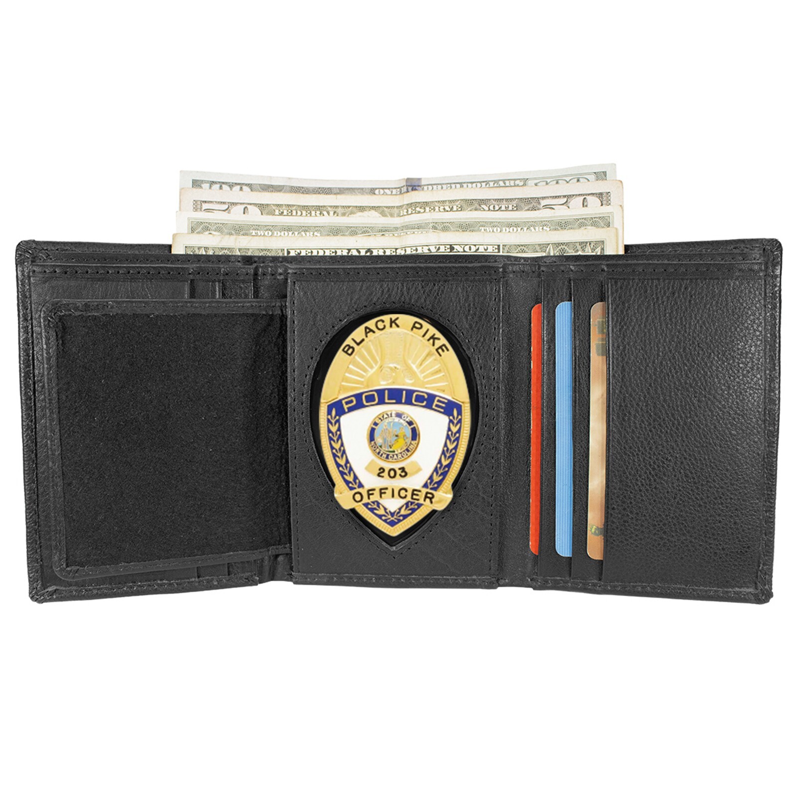 Genuine Leather Badge Holder Wallet Shield Style Law Enforcement ...