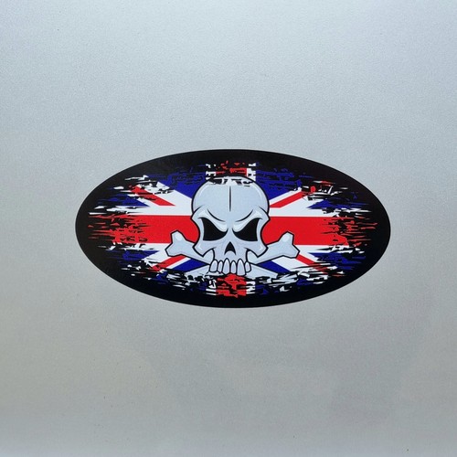 UK British Flag Skull Fade to Black Oval Vinyl Sticker Decal For Car ...