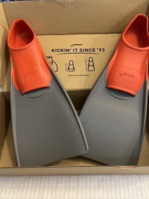 New Finis Long Floating Red & Gray Swim Flippers Fins Size US 7-9 EU 39 ...