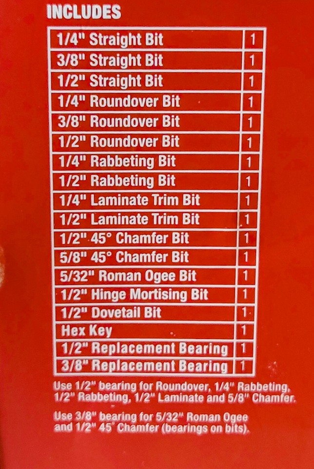 BAUER 15 PIECE Carbide Router Bit Set(most Bits Never Used & Minor Use ...