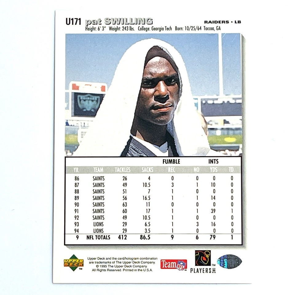 Pat Swilling 1995 Upper Deck Collector's Choice Oakland Raiders U171 ...