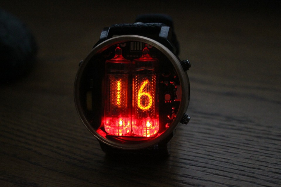 NIXIE TUBE WRIST WATCH CLOCK BASED ON IN-16 ИН-16 | battery month or 2K ...