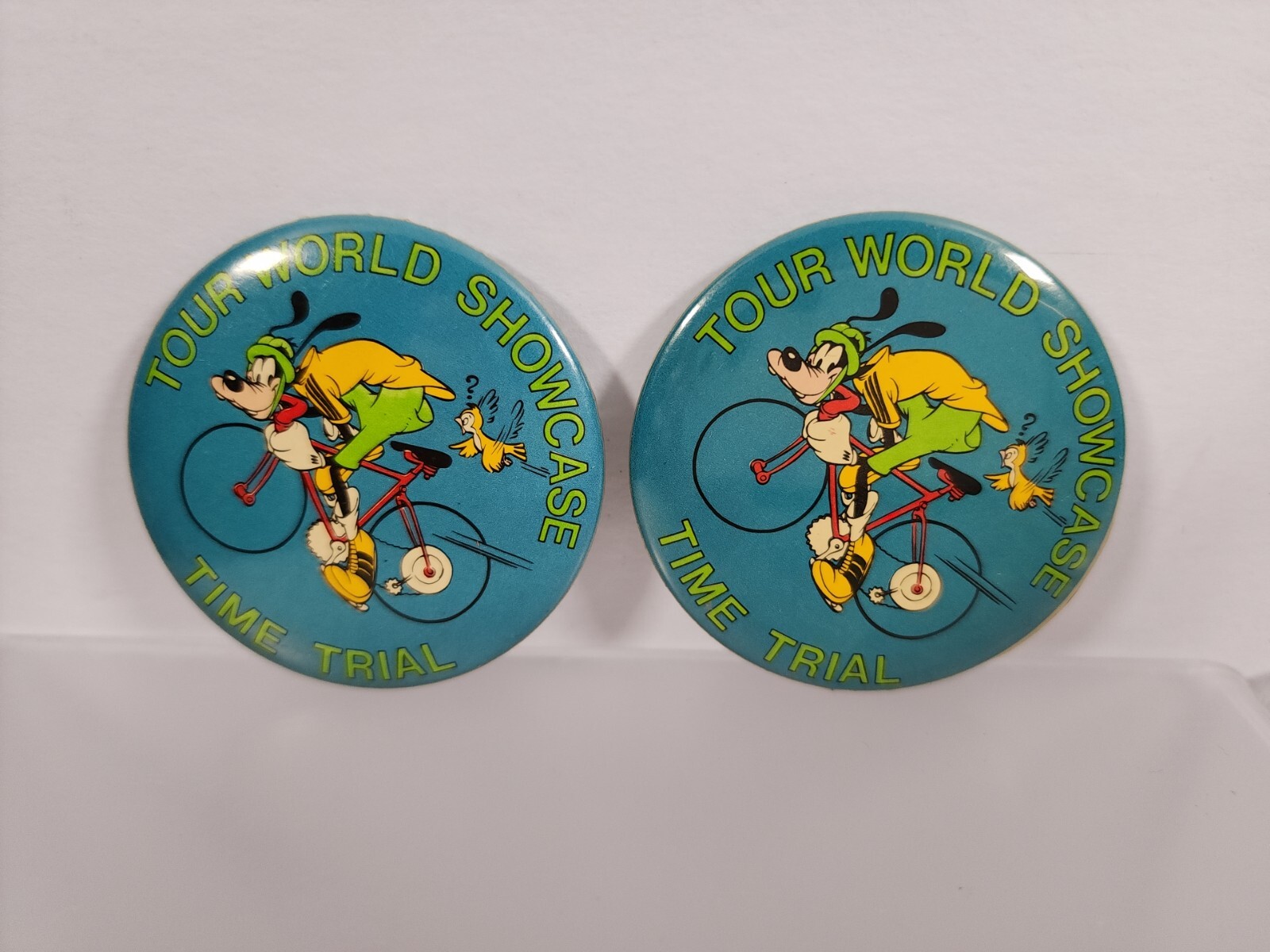 Lot of 2 Disney Goofy World Showcase Bicycle Tour Vintage Pin Back ...