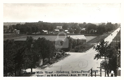 View on Main Street - Hamburg, Iowa - paved 1913 RPPC Photo Postcard ...
