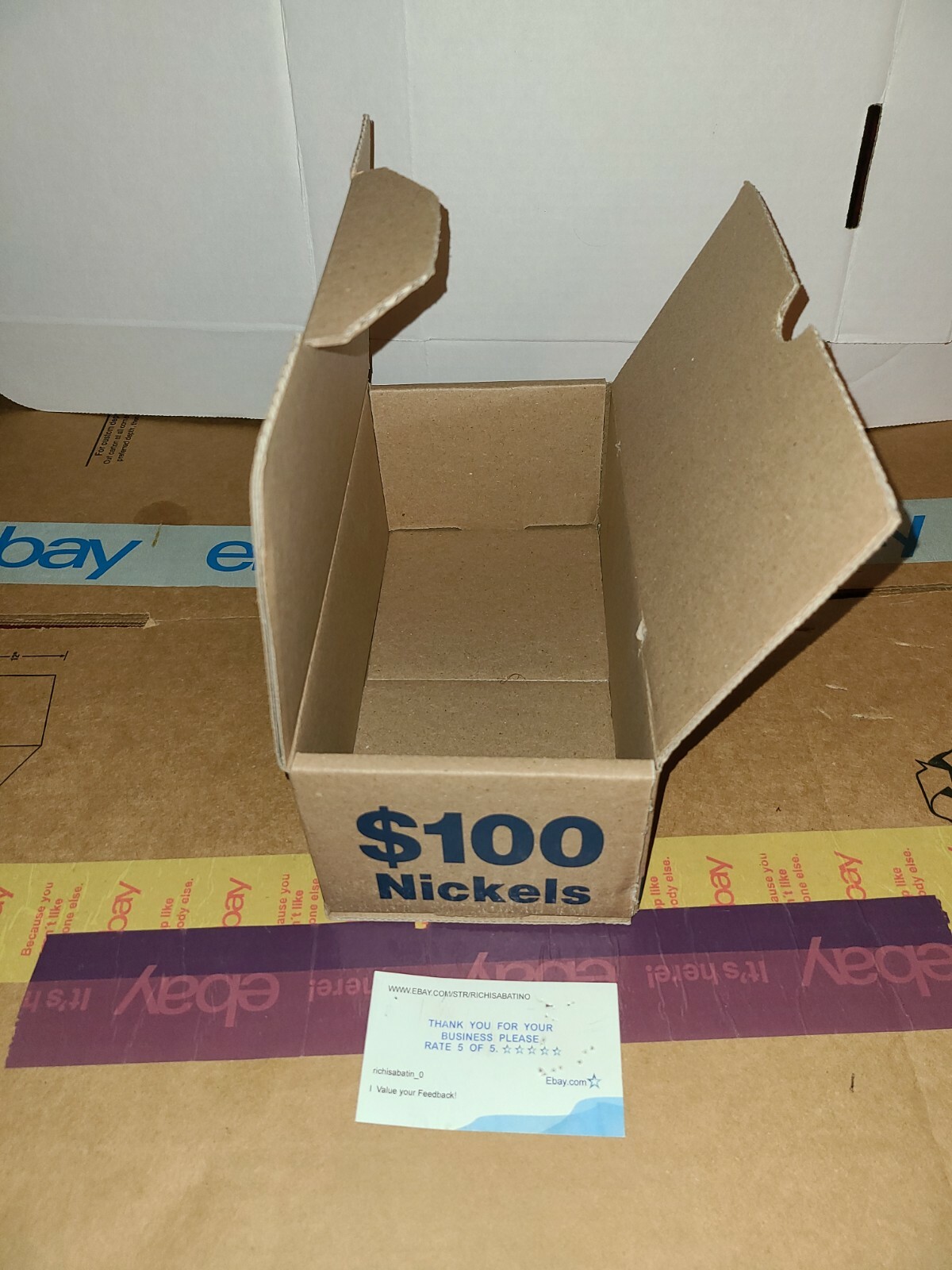 (1)Coin Roll Storage / Shipping Transportation Box For $100 US Nickels ...