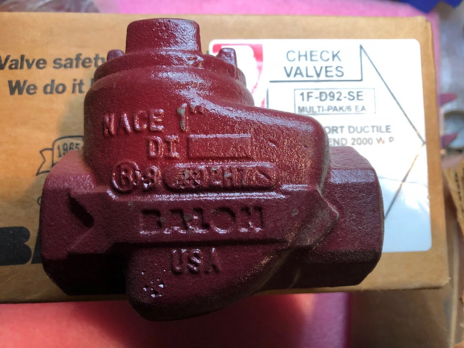 1 pc: BALON 1" SWING CHECK VALVE 2000 WP NACE FP THD A395 DI, 1F-D92-SE ...