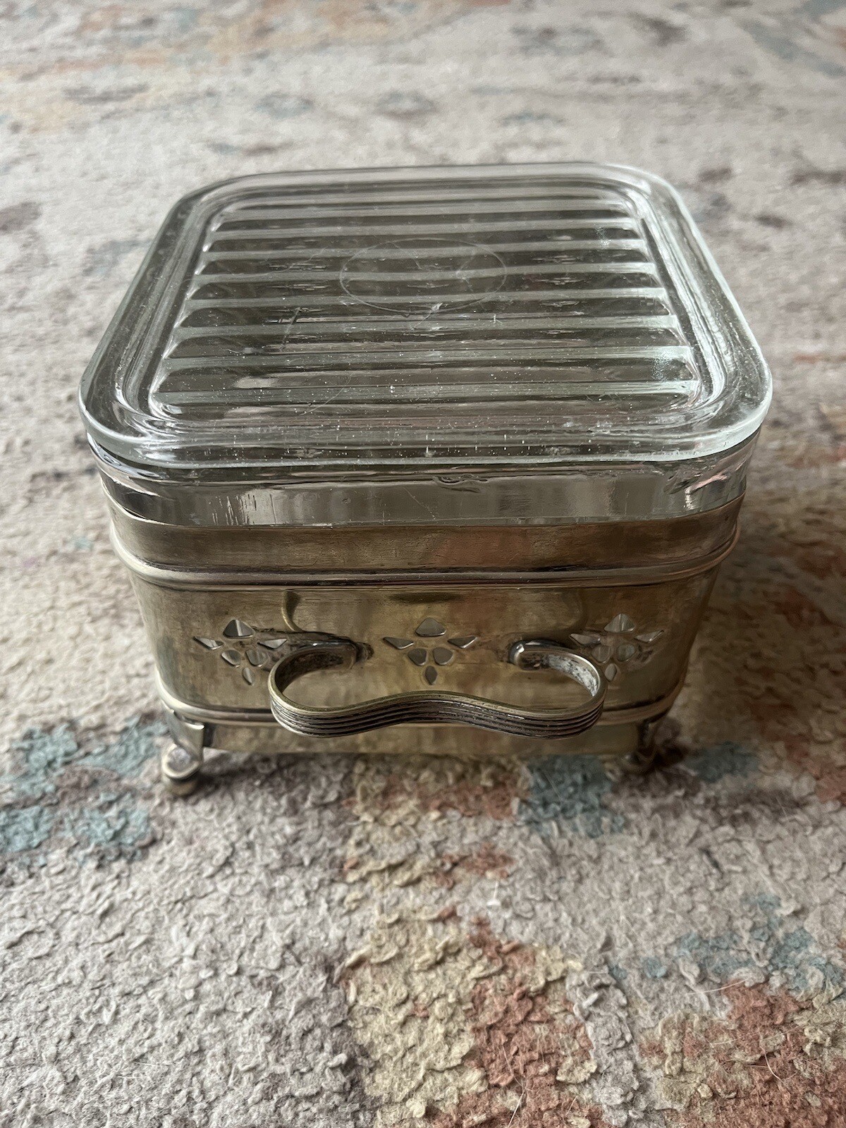 ART DECO LEWBURY SILVER PLATE & GLASS BUTTER DISH & LID 2 BAKELITE ...