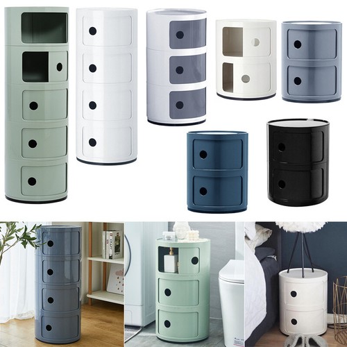 2/3/4/5 Drawers Round Storage Unit Office Bathroom Kitchen Rack Tower ...