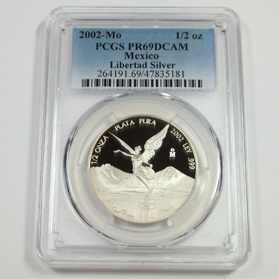 2002 Mo PCGS PROOF PR69 DCAM - MEXICO - 1/2 oz Silver Libertad Onza ...