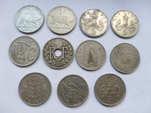 Vintage Old Antique Silver British EMPIRE 11 COINS set collection 5ps ...