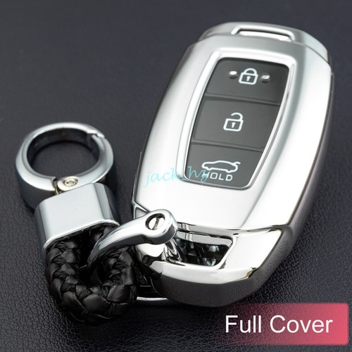 Smart Car Key Fob Cover Chain Ring For Hyundai Santa Fe Elantra GT ...