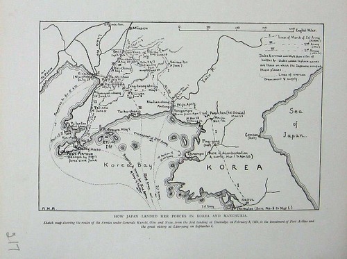 Original Old Antique Print War Map Korea Manchuria General Kuroki Oku ...