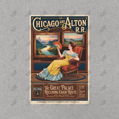 Vintage Chicago & Alton Railroad Pullman Car Advertising Metal Sign ...