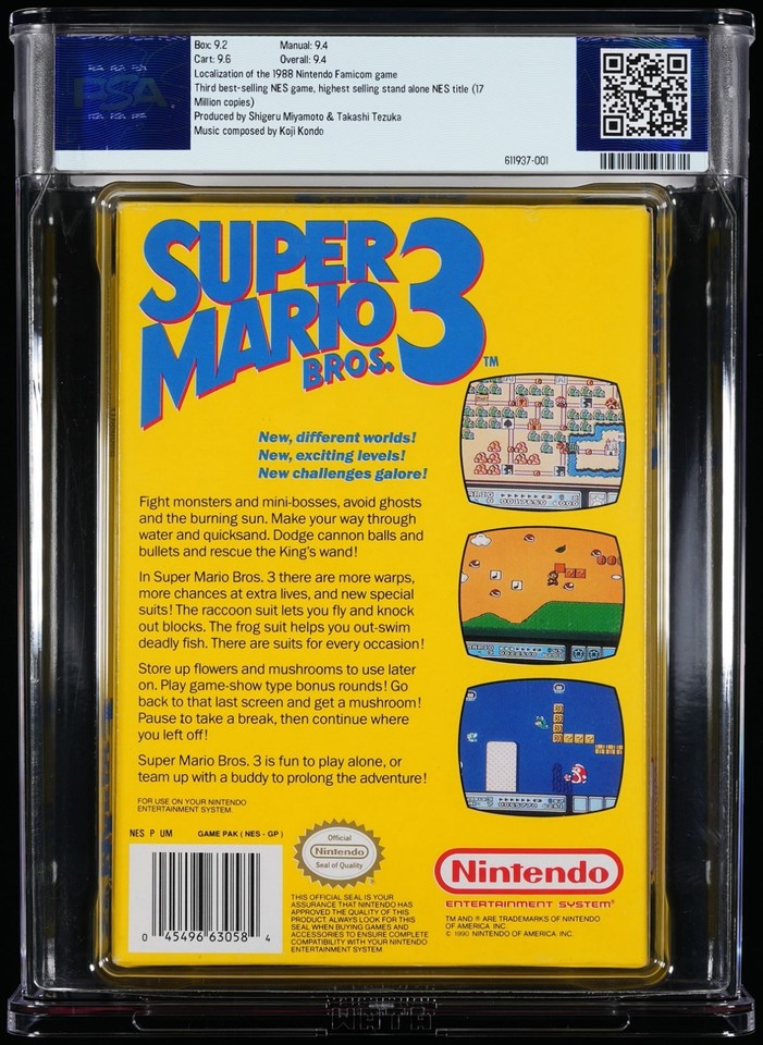 Super Mario Bros 3 NES - Complete in Box (CIB) - PSA Graded 9.4 ...