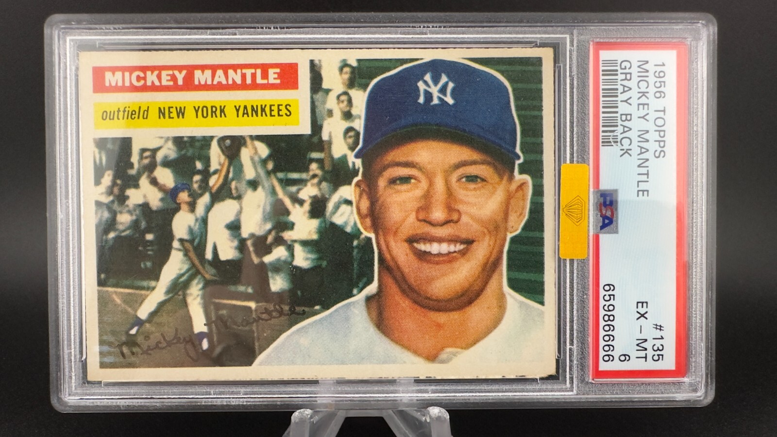 1956 Topps Mickey Mantle #135 - PSA 6 Ex-Mt, MBA Gold Diamond - VERY ...