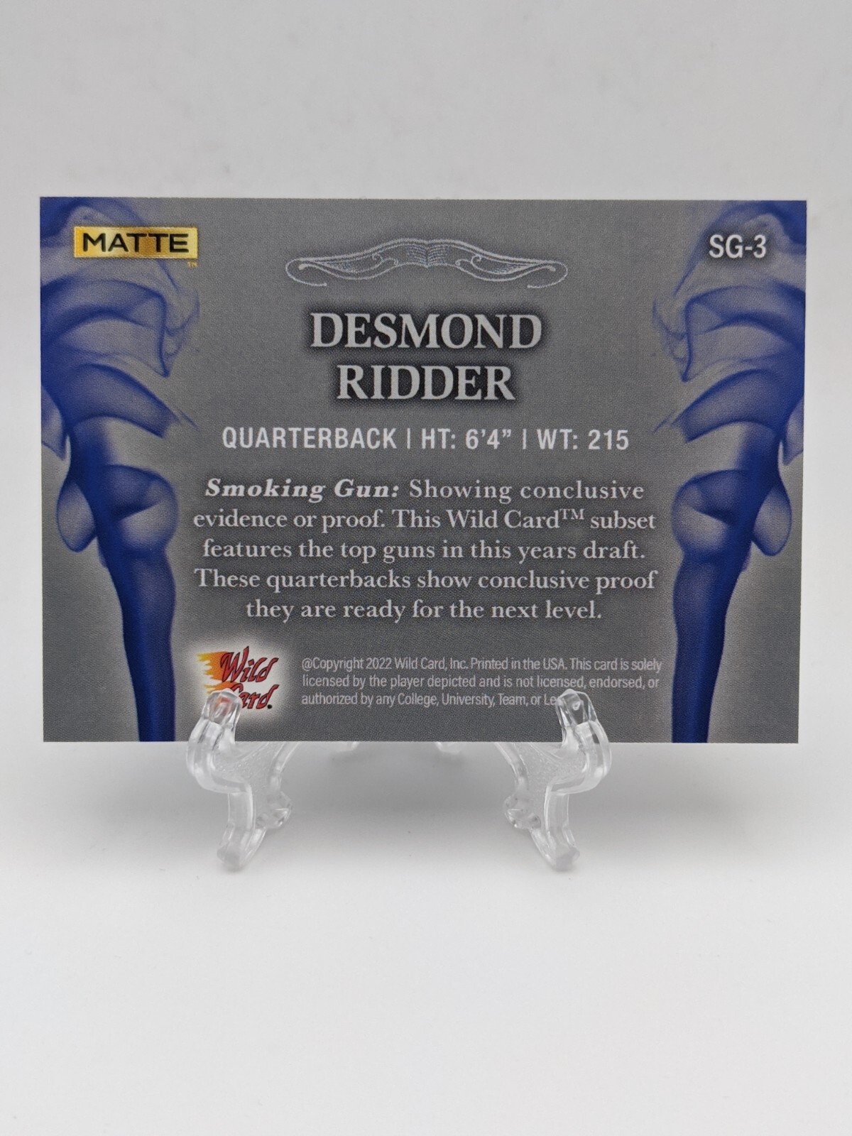 💥 2022 Wild Card Matte Silver Smoking Guns Purple #SG-3 DESMOND RIDDER ...