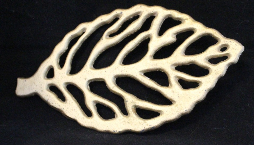 Trivet Leaf Pattern Metal Gold Fall Design 9.75Hx5.25W Perfect for the ...