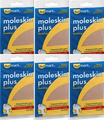Sunmark Moleskin Plus 4.125 x 3.375 inches - 3 sheets/pk ( 6 packs ) | eBay