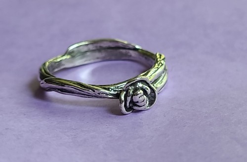 Or Paz Sterling Silver Rose Flower Branch Stacking Stack Ring Size 6 ...