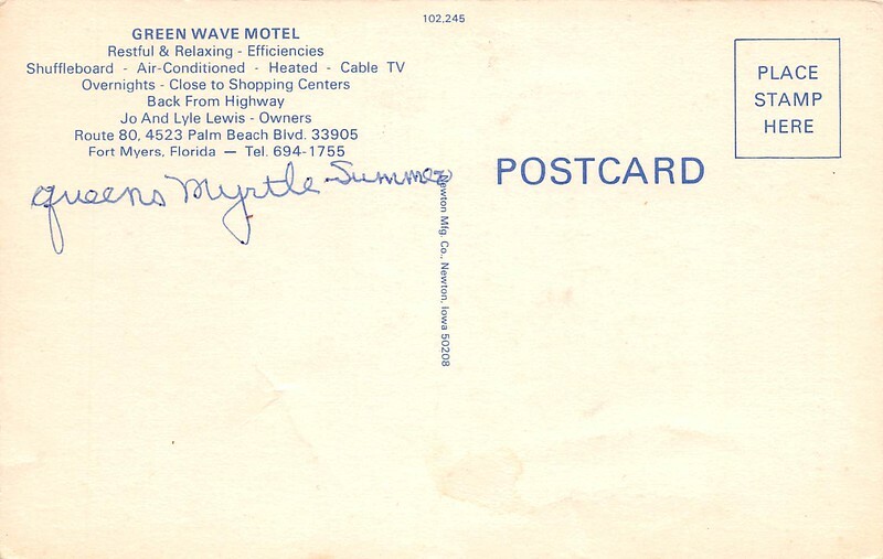 Green Wave Motel Fort Myers Florida Efficiences | eBay