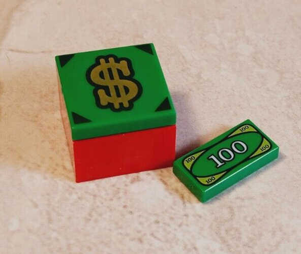 New LEGO Cash Box Money Present Printed Gold Lid Calculator Gift Box ...