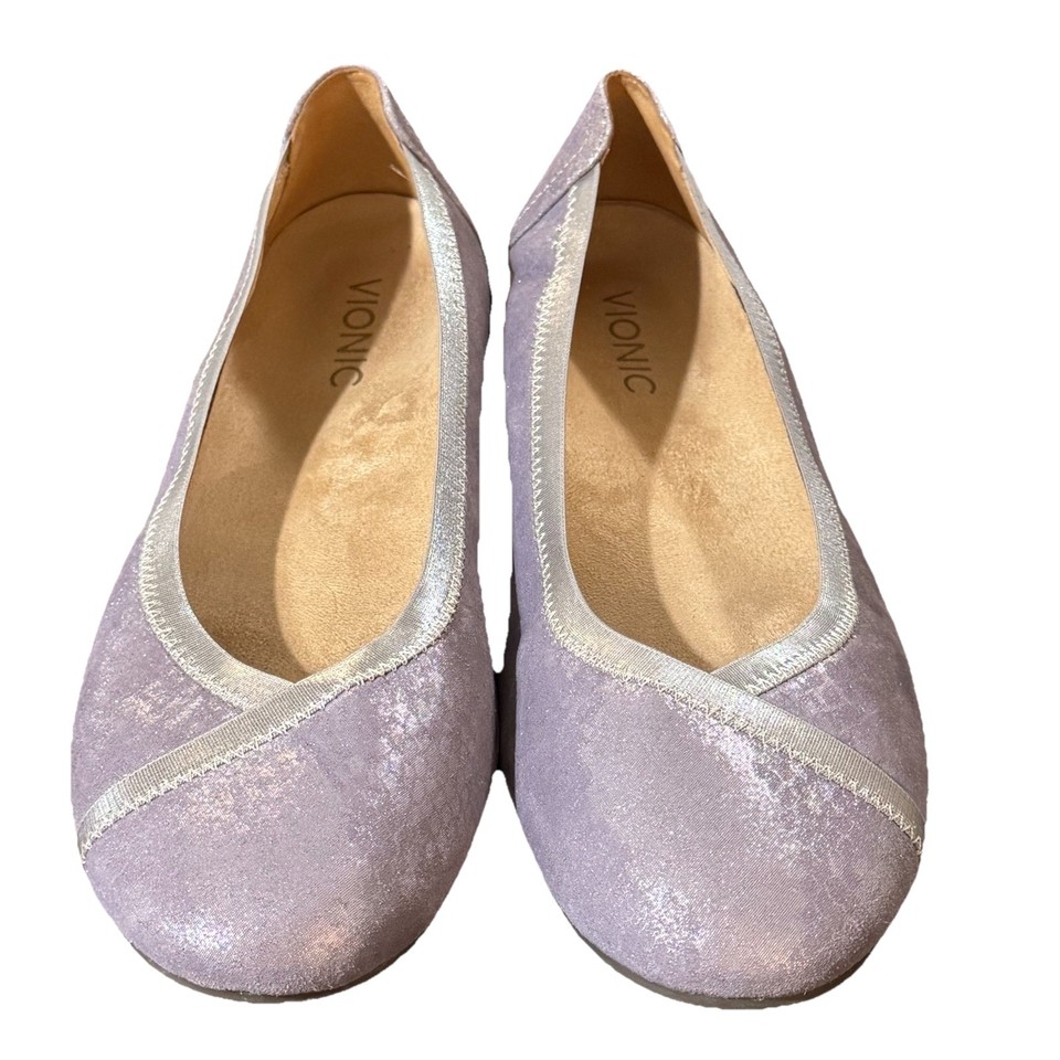 Vionic Caroll Ballet Flats Metallic Lavender Women Size: 9 Sparkle EUC ...