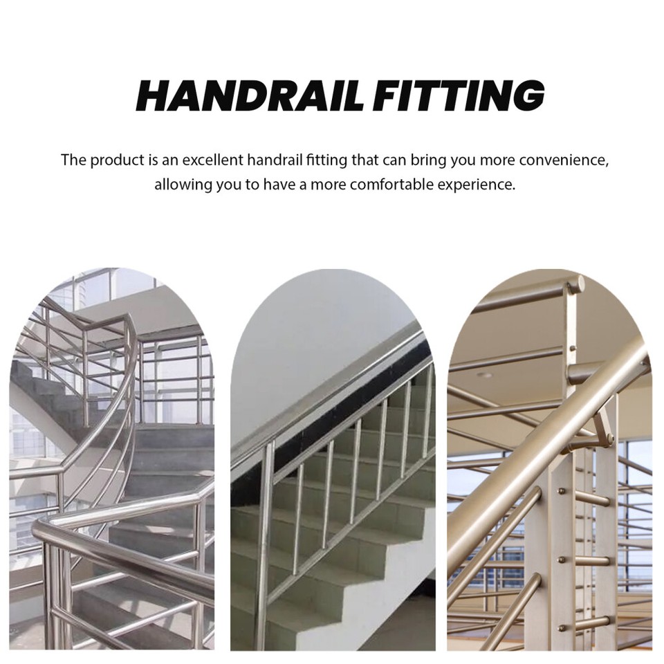 2 Pcs Round Pipe Joint Handrail Extension Connector Durable Stainless ...