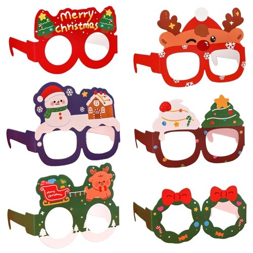 5Pcs/set Cartoon Christmas Paper Glasses Funny Novelty Eyewear Frame ...