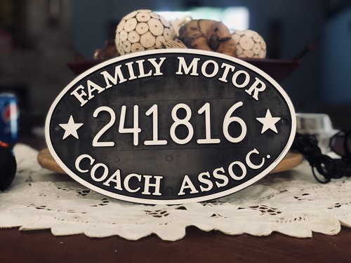 Vintage Family Motor Coach Association Sign RV Travel License Plate? | eBay
