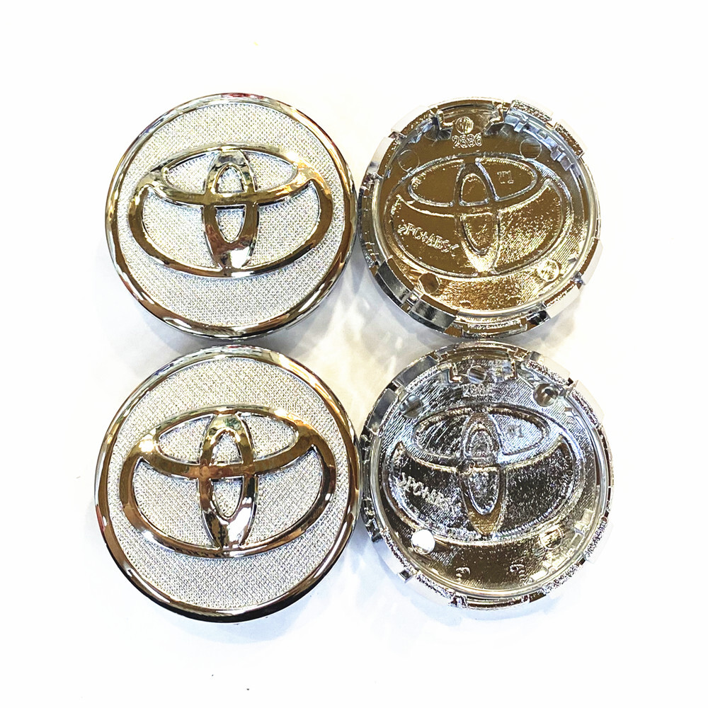 SET OF 4 TOYOTA WHEEL RIM CENTER HUB CAPS SILVER CHROME LOGO 57MM ...