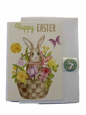 Easter Greeting Card 15 X 10cm 'happy easter' Blank Inside With Sticker ...
