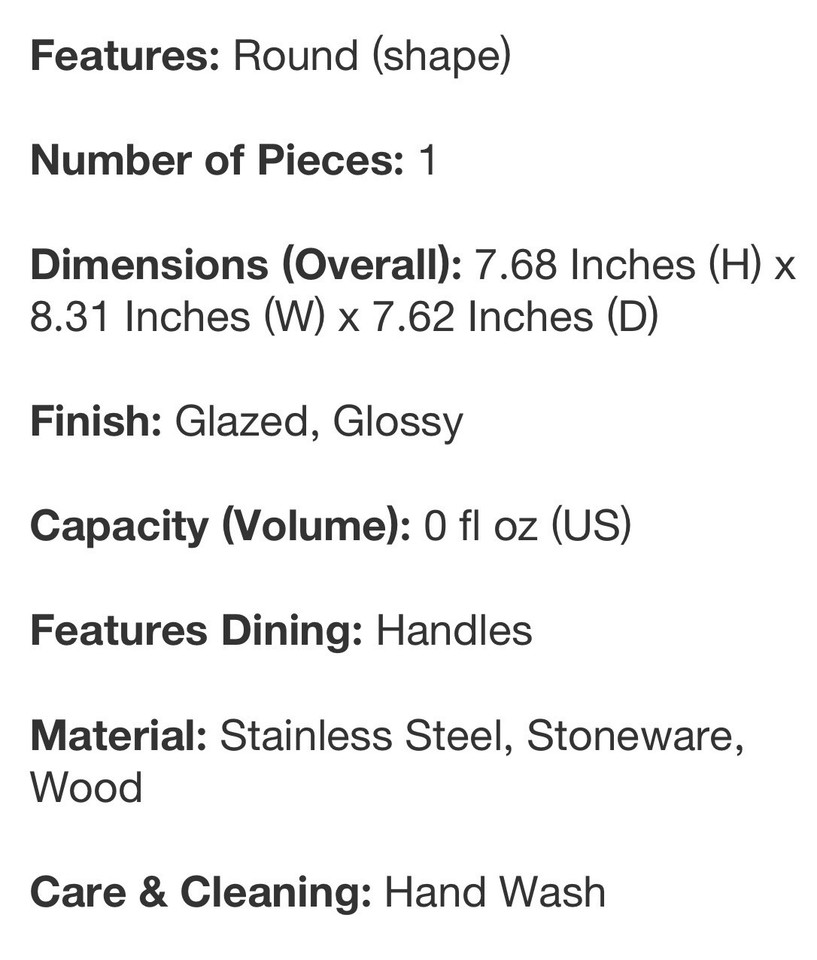 HEARTH HAND Magnolia STONEWARE BERRY SERVING BOWL Wood Handle PEACE ...