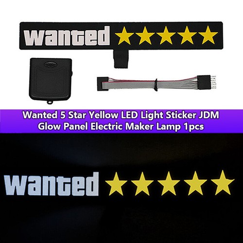 Wanted 5 Star Car Window Glow Panel Electric Marker Lamp LED Light ...