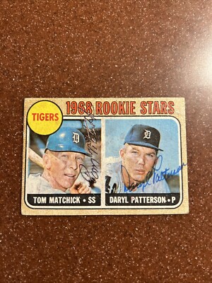 1968 Topps Tom Matchick Daryl Patterson signed autograph Detroit Tigers ...