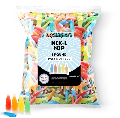 Nik L Nips Wax Bottle Candy Drinks, 1LB Bulk Candy - Nostalgic 90s ...