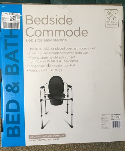 Equate Foldable Bedside Toilet Commode, 400 lb Weight Cap. PICK UP ...