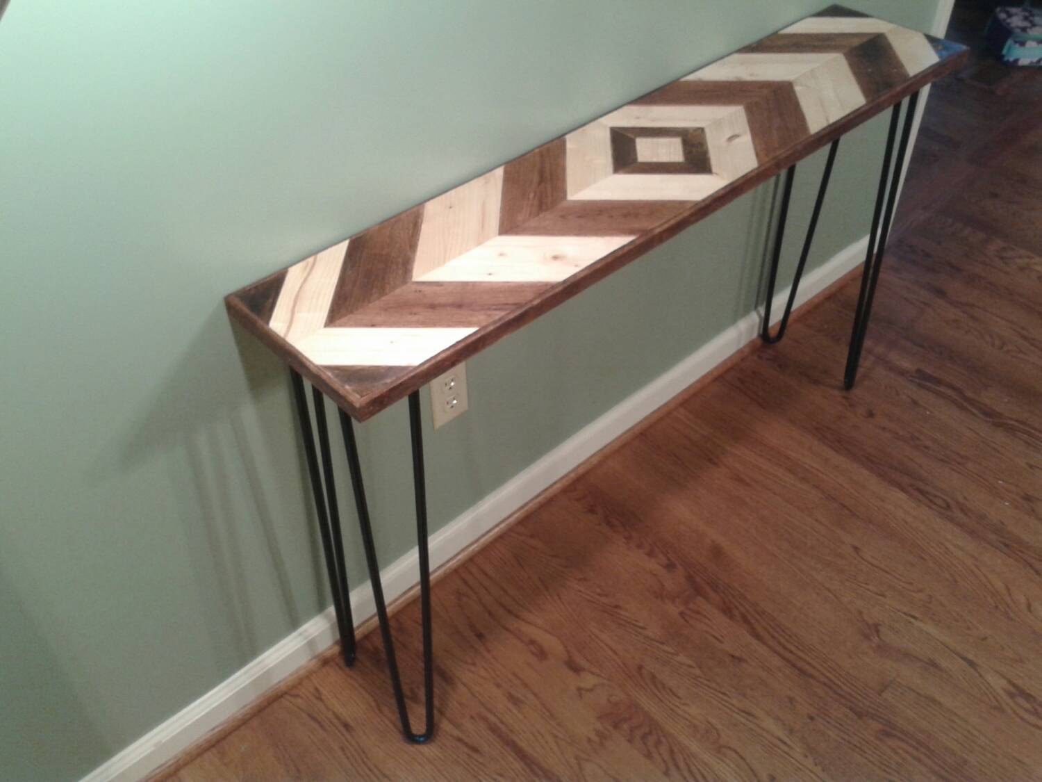 Beautiful Stained Mirrored chevron style console table 30" black ...