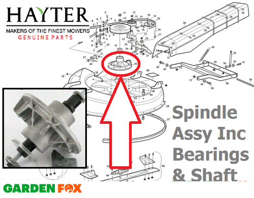 Genuine - Hayter Heritage RS82/148 - Cutter Deck MANDREL ASSY ...