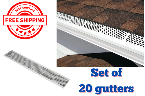 (Pack Of 20) 3ft. Snap-In White Vinyl Gutter Guard Cover Leaf Debris ...