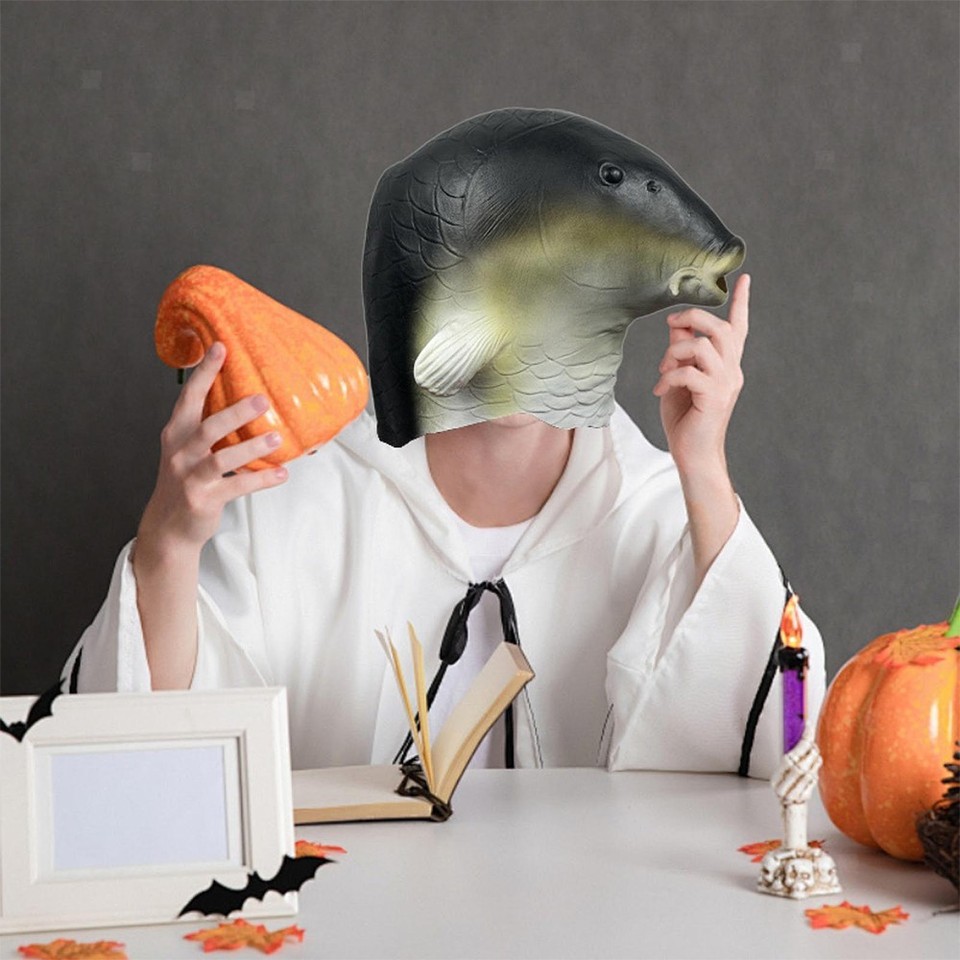 Fish Carp Latex Mask Animal Halloween Costume Headwear Party Full Mask ...