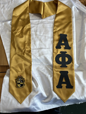 Alpha Phi Alpha OLD GOLD Sewn Letters w/ Embr Crest Graduation Stole ...