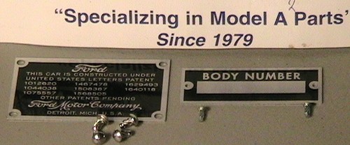 1928-1931 Model A Ford Firewall Patent Data Plate and Body ID Tag | eBay