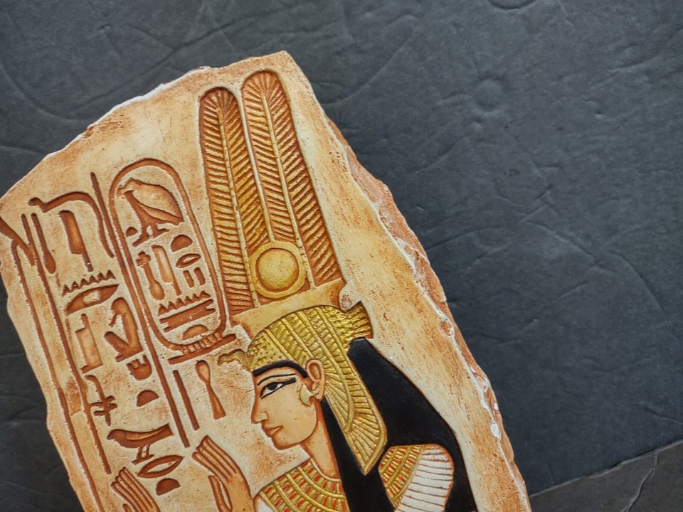 Vtg Reina Nefertari Goddess Queen Maat Plaque Wall Relief Chalkware? 9 ...