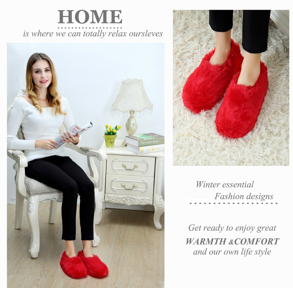 Fuzzy Winter Indoor Slippers for Women, Plush Warm Moccasin Slippers ...