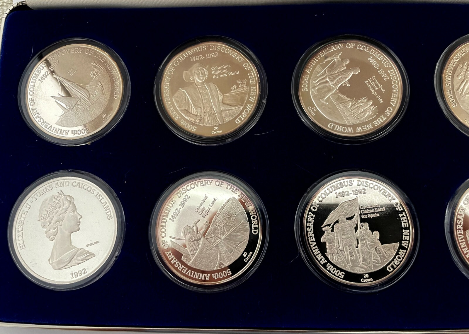 Turks & Caicos Island 10 Silver Coins Proof Set Christopher Columbus ...