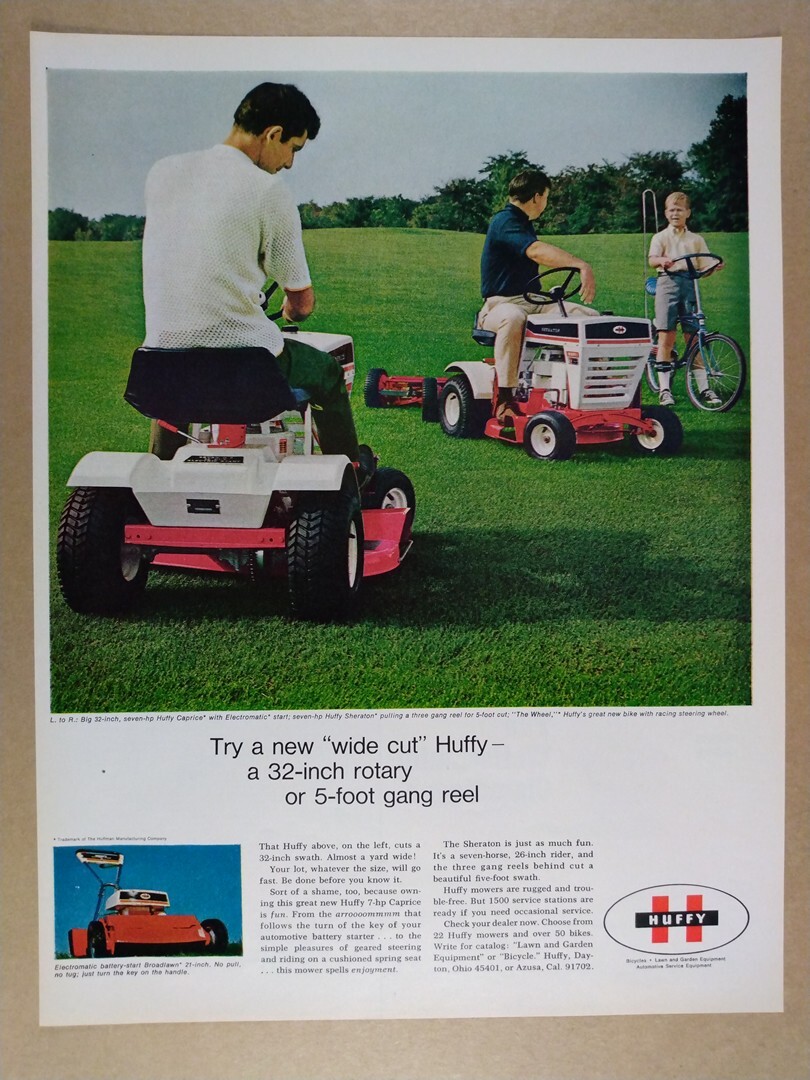 1969 Huffy Caprice & Sheraton Riding Mowers The Wheel Bike vintage ...