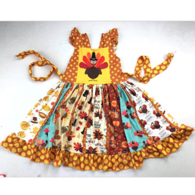 NEW Boutique Thanksgiving Turkey Girls Sleeveless Ruffle Twirl Dress | eBay