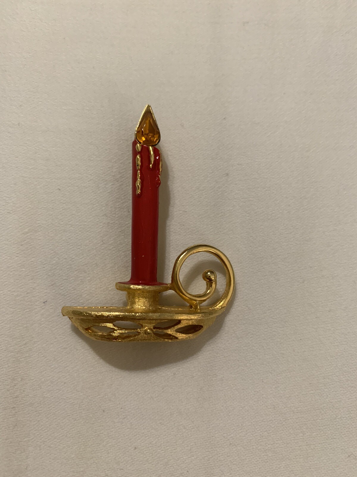 Candle Brooch Pin, Gold Color With Red Candle, Christmas | eBay