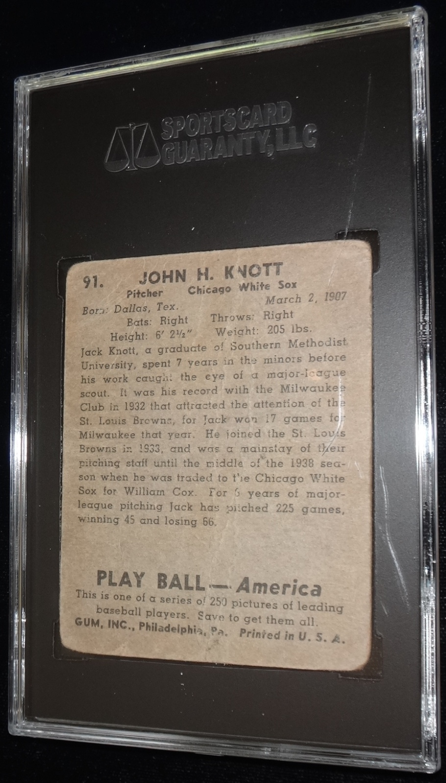 Signed Jack Knott 1939 PLAY BALL Rookie Card WWII Battle of the Bulge ...