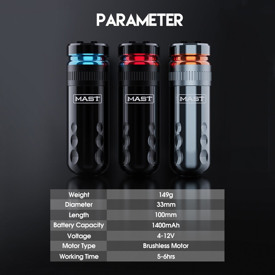 Mast Racer 4.0MM Strokes Wireless Tattoo Machine Brushless Motor Rotary ...